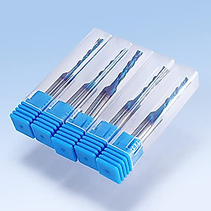 HQMaster 5 Pcs Spiral CNC Router Bits Set Down Cut 1/4” Shank Solid Carbide Spiral Downcut CNC Bits with Nano Blue Coating End Mill for Wood Cut Carving Engraver 1/8" Cutting Dia.