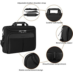 Enkinil Laptop Bag, 17 inch Waterproof Protective Messenger Briefcase Bag with Adjustable Shoulder Strap, Multifuntional Shoulder bag for Men Women Travel/Business(Black)