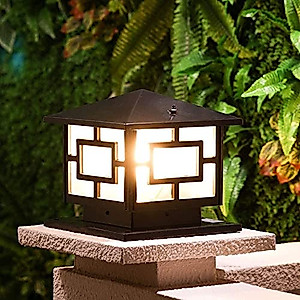 Post Lights Outdoor Waterproof Decorative Columns Post Aluminum Landscape E27 Patio Post Lamps Square Wall Pillar Headlight Courtyard Gate