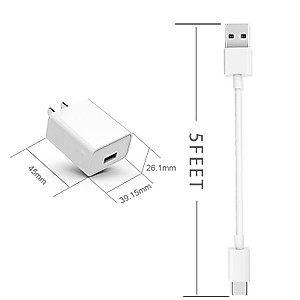 Charger Compatible for ORORO Heated Vest Jacket, Hoodies, Hand Muff Gloves, Socks - 5V Power Adapter USB-C Charging Cable Cord