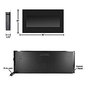 36-Inch Wall Mounted Electric Fireplace - Modern Fireplace with Floor Stand, Remote, and Adjustable Heat and Brightness by Northwest (Black)