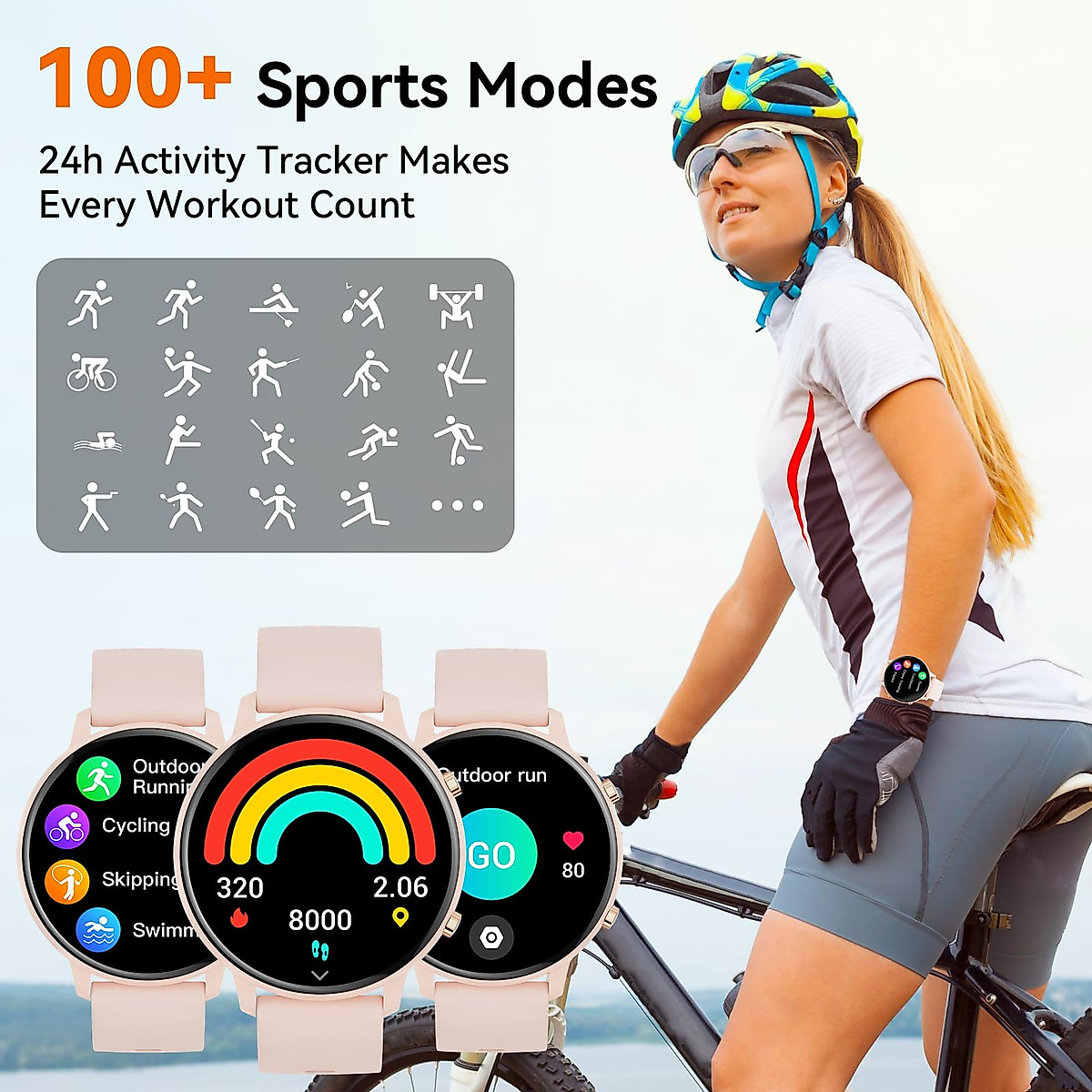 Smart Watch, Bluetooth Call Smartwatch for Men and Women,Monitoring Heart Rate/Sleep/Blood Oxygen/Pedometer,1.39-inch Fitness Tracker with Multiple Sports Modes,Smartwatches fit for IOS and Android