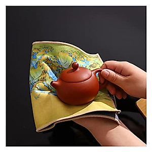 1pcs Chinese Painted Tea Towel Absorbent Rag, Thickened Table Cleaning Tea Cloth, Cotton Household Cloth Dish Cleaning Wipe Tea Towels (Color : 07, Size : 0.6x1.3ft)