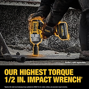 DEWALT 20V MAX Cordless Impact Wrench, 1/2" Hog Ring, High Torque, Brushless, Bare Tool Only (DCF961B)