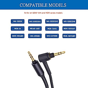 Replacement WH-1000XM3 Headphone Audio Cable Aux Cord with Mic Compatible with Sony MDR-1000X WH-1000XM4 WH-1000X WH-CH700N MDR-100ABN MDR-1ADAC for Headphones, Phones, Home/Car Stereos, Speakers