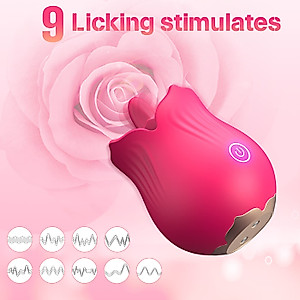Rose Toys Vibrator for Women, Tongue Licking Clitoral Vibrator with 9 Stimulating Modes, Swing Vibrating Tongue Vibrator Nipple Clitoris Sexual Stimulator for Women Pleasure, Tongue Licker Adults Toys