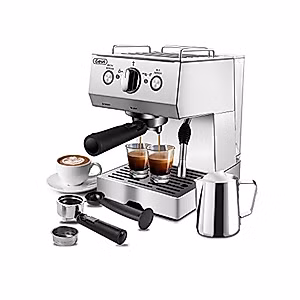 Espresso Machines 15 Bar with Adjustable Milk Frother Wand Expresso Coffee Machine for Cappuccino, Latte, Mocha, Machiato, 1.5L Removable Water Tank, Double Temperature Control System, 1100W, Black