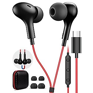 Usb C Headphone Wired Earbuds Magnetic in-Ear Type C Earphone with Microphone for Samsung Galaxy A53 S23 Ultra S22 S21 S20 Google Pixel 7 6 6a iPad 10