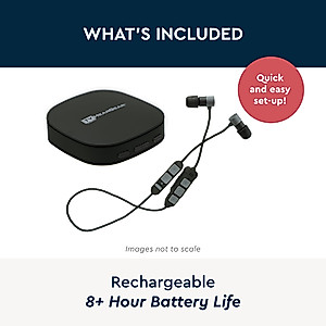 TV HearGear - Bluetooth Wireless TV Streamer with High-Definition Earphones - Stream TV, Music & Calls - 30-Foot Range, 8+ Hour Battery Life, Rechargeable