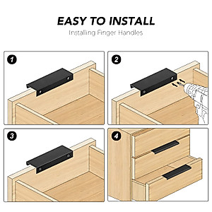 Ravinte 20 Pack Finger Pulls for Cabinets 128mm/5 Length Black Edge Pulls Matte Black Finger Cabinet Pulls Concealed Handles for Kitchen Drawer Finger Edge Pull Tab Handle