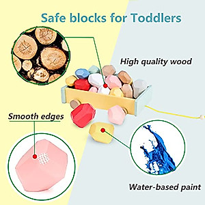 Cewkoo Wooden Stacking Blocks, 26 PCS Balancing Wood Building Blocks Set, Sorting and Stacking Games for Preschool Learning Educational Puzzle, Montessori Toys for Kids Toddlers 1Year Old+