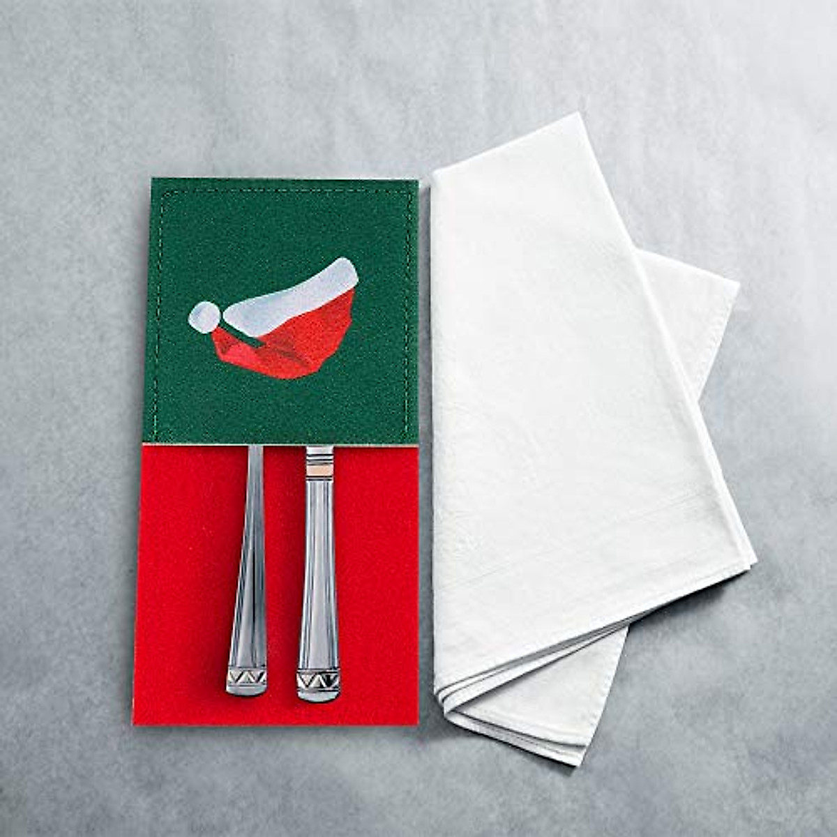 ziidoo 6Pcs Christmas Table Decorations,Christmas Silverware Holders,Cutlery Bags for Knife, Fork and Spoon in Xmas Party Dinner Table Dinnerware Decorations