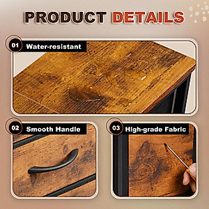 EKNKOZY Narrow Dresser Storage Tower with 4 Drawers, Slim Dresser Chest of Drawers with Steel Frame, Wood Top, Dresser for Bedroom, Bathroom, Small Spaces, Laundry, Closet (Rustic Brown)