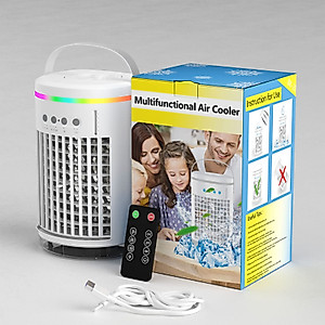 Portable Air Conditioner Fan, SKARIF Cooling Fan, Timer 3 Wind Speeds Air Cooler Fan, Personal Evaporative Cooler 2 Wind Modle Humidifier AC, Summer Quiet Fan with Night Light, Perfect for Home Office