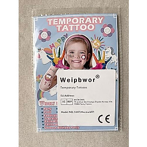 Mermaid Temporary Tattoo for Kids Under the Sea-76 Glitter Style Cute Fake Tattoo Dolphin Ocean Animals Waterproof for Girls Boys Body Face Tattoos Stickers Beach Art Birthday Party Favors Decorations