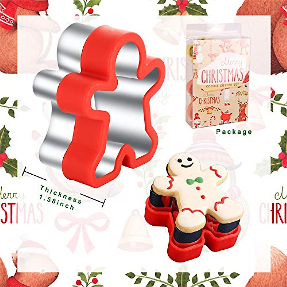 ETERSION Gingerbread Cookie Cutters 5 Pieces 5 Sizes 1" to 4.9" Gingerbread Man Cookie Cutter