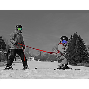 MDXONE Kids SKI Trainer Child SKI Harness with Rope and Absorb bungees RED