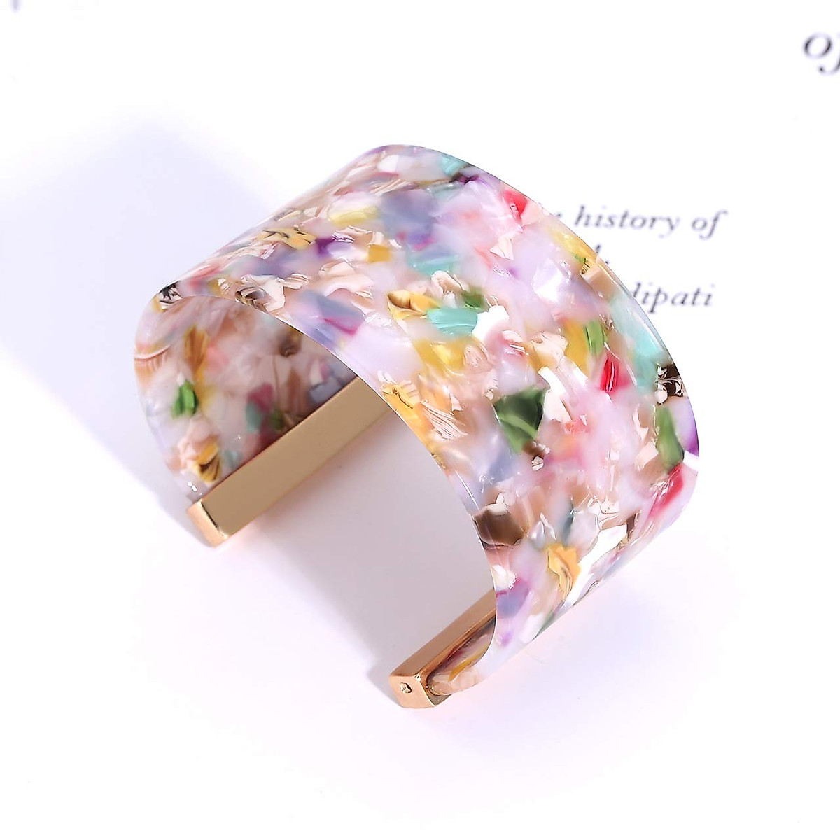 FAERLIIRY Cuff Bracelet for Women Acrylic Resin Bracelets Statement Bangle Bracelet Adjustable Bracelet Wide Chunky Bracelets for Women (Floral)