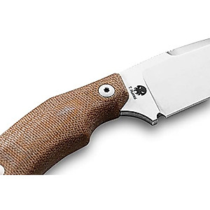 LionSTEEL H2 Karambit Style Fixed Blade EDC Hunting Hiking and Outdoor Knife, G10 and Micarta Handles, M390 Super Steel, Leather Sheath Included, Natural Micarta