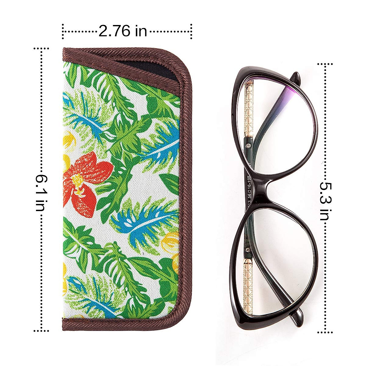 TRIUMPH VISION Eye Glass Case Small Size for Reading Glasses, Light Neoprene Slim Sleeve for Eyeglasses Flowers Soft Glasses Case Anti Scartch…