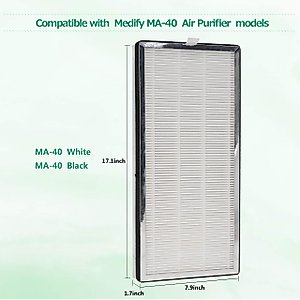 Drolma 2 Pack MA-40 H13 True HEPA Replacement Filter Compatible with Medify Air MA-40 Air Purifier MA-40A and MA-40B, 3-in-1 Filters includes Activated Carbon Filter, Part# ME-40