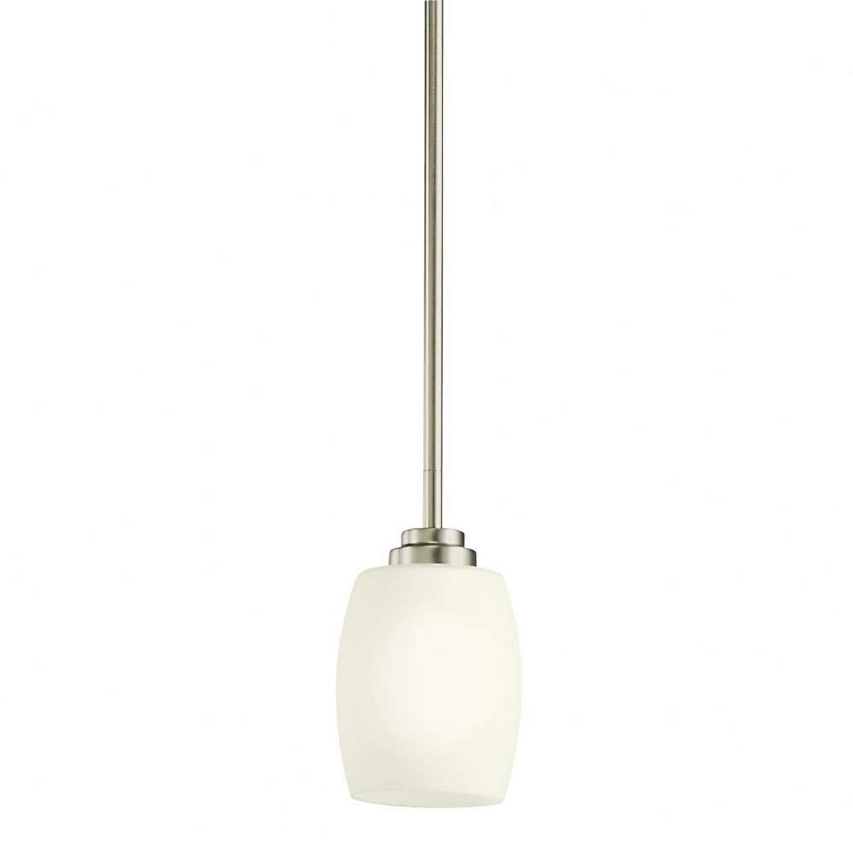 Kichler Eileen 8" 1 Light Mini Pendant with Satin Etched Cased Opal Glass in Brushed Nickel