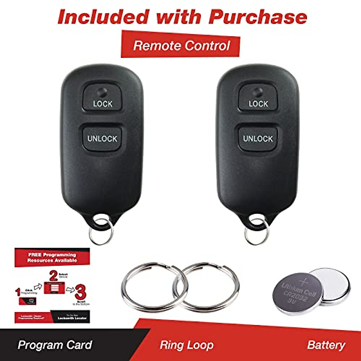 KeylessOption 4 Item Bundle 2 Key Fobs Keyless Entry Remotes for HYQ12BBX Plus 2 Uncut Ignition Keys