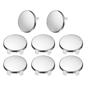 uxcell 8pcs Sink Overflow Rings, Bathroom Kitchen Basin Trim Bath Sink Hole Round Single Layer Plastic Overflow Drain Cover Insert in Hole (Silver Tone, White)