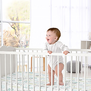 Sweet Jojo Designs Blue and Grey Tropical Leaf Unisex Boy or Girl Baby or Toddler Nursery Fitted Crib Sheet - Turquoise, Gray and Green Botanical Rainforest Jungle Sloth Collection