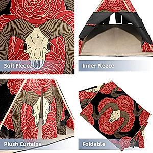 enheng Small Pet Hideout Skull Flowers Goat Hamster House Guinea Pig Playhouse for Dwarf Rabbits Hedgehogs Chinchillas