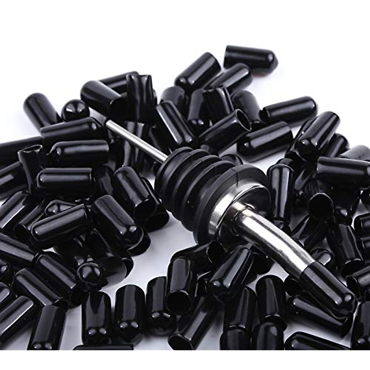LEGERM 100 Pcs Pourers Dust Covers Olive Oil Liquor Bottle Pour Spout Cover Rubber Caps (Not Include the Spout)