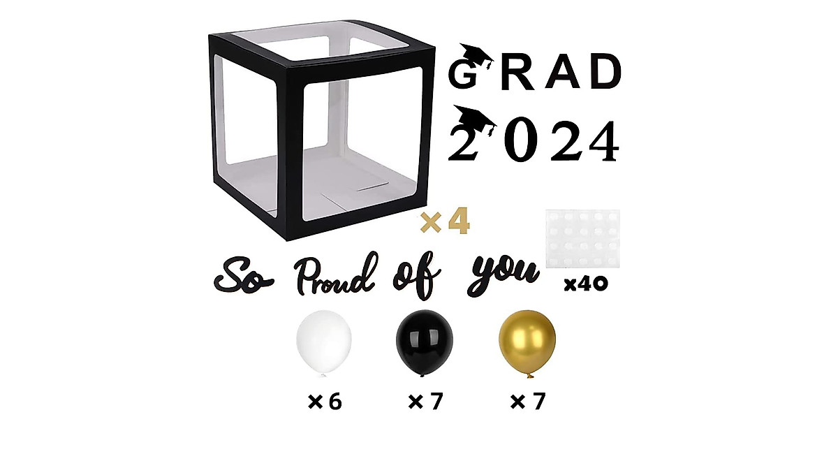 2024 Graduation Party Black Balloon Boxes Decor