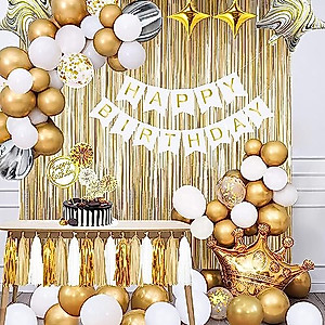 Glitter Champagne Gold Dots + 2 Packs of Foil Fringe Backdrop