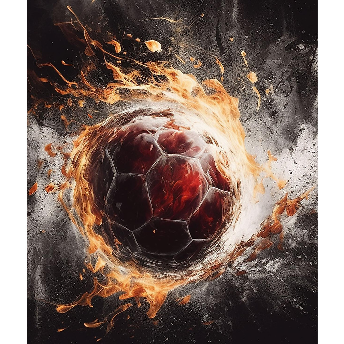 OfFsum Paint by Numbers for Adults and Kids DIY Painting Kit with 40X50cm Pre-Printed Textured Art Canvas Acrylic Paints & 3 Brushes Ideal for Beginners Art Flame Football 1