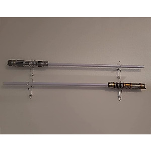 WANLIAN Lightsaber stand, sword stand, acrylic wall-mounted lightsaber stand, suitable for swords, lightsabers (1 pair of transparent)