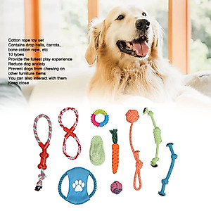 COSMICROWAVE 10pcs Pet Cotton Rope Toy Dental Dog Rope Toys Colorful Dog Chew Rope Toys Puppy Chew Toys Interactive Puppy Chewing Molar Toy for Medium Large Dog