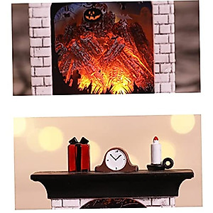Angoily Glow Accessories Tabletop Decor Doll House Night Light Fireplace lamp Mini Fireplace Toy Room Electric fire lamp Halloween Desktop Light Halloween Decor fire Lights