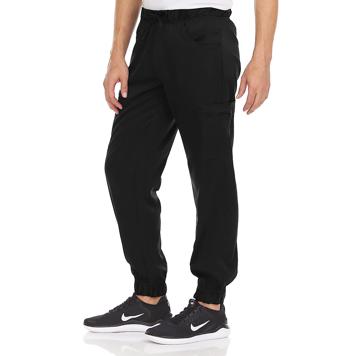 MediChic Mens Scrubs Stretch Scrub Joggers Pants with Six Pockets, Available in Over Eight Colors Black