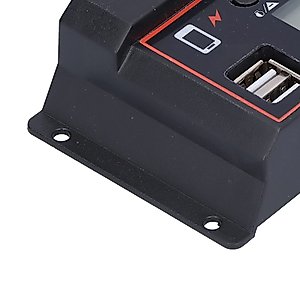 Walfront Smart Controller 3A Dual USB Solar Battery Panel Charging Protection Device Solar Battery Regulator with LCD Display 12V/24V(30A), Solar Controller