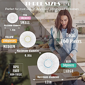 160pcs Fresh Keeping Bags Canning Lids, Plastic Sealing Elastic Stretch Adjustable Bowl Lids,Bowl Covers for Bread Proofing.