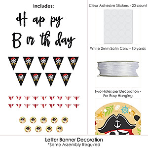 Big Dot of Happiness Pirate Ship Adventures - Skull Birthday Party Letter Banner Decoration - 36 Banner Cutouts and Happy Birthday Banner Letters