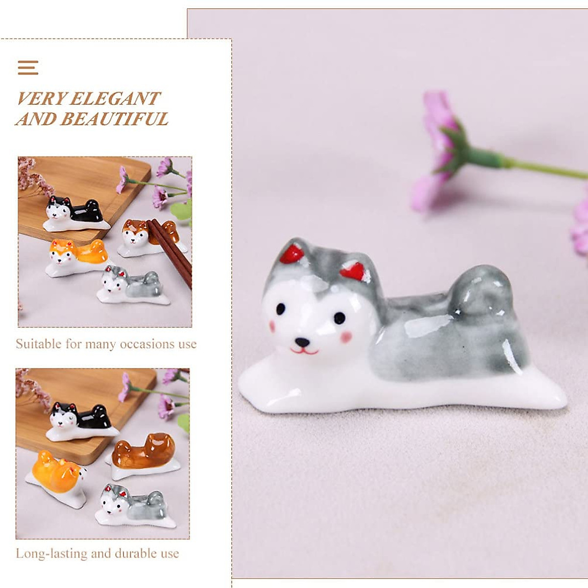 Hemoton 4pcs Ceramic Chopstick Rest Chopstick Stand Puppy Chopstick Rest Chopstick Holder Cute Chopsticks Japan Store Pillow Decorative Chopstick Accessory Ceramics Desktop Cutlery Rack
