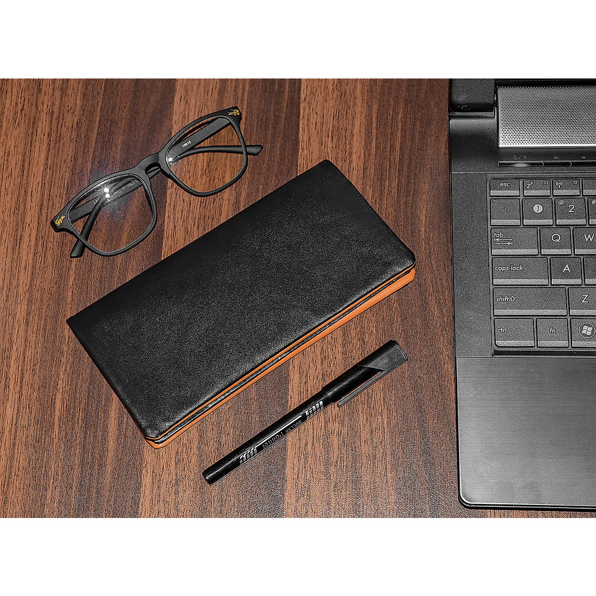 TRENDSLOCKER Executive Leather Wallet Purse Unisex RFID Protection Bifold Wallet (Black/Tan)