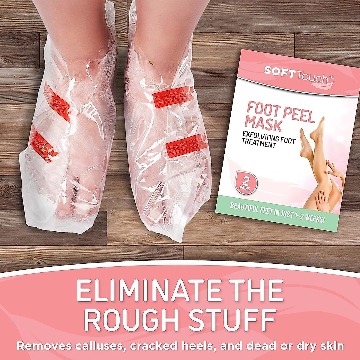 Soft Touch Foot Peel Mask - Pack of 2 Feet Peeling Masks for Dry, Cracked Heels & Calluses - Exfoliating Foot Mask Peel for Baby Soft Skin (Original)