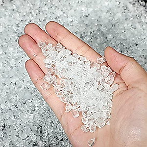 1.5 LB Glass Gravel Stone 3-6 mm Glitter Gravel Stone Luster Reflective Tempered Fire Glass Crushed Glass for Fire Pit Crafts Vase Fish Bowl Garden Decor (Transparent)
