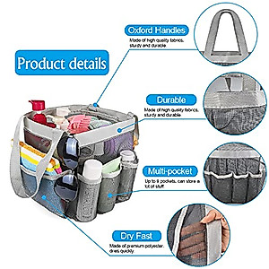 8 Pocket Mesh Shower Caddy Basket Portable, Toiletry Caddy Organizer for Bathroom College Dorm Room, Gym, Showers, Swimming, Travel Essentials and for Bathroom Accessories (Gray)