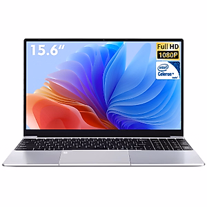 VGKE C15 Windows 11 Laptop 15.6" FHD, Full Size Backlit Keyboard with Fingerprint Reader, Intel Celeron N5095 Processor Quad-Core, 12GB RAM DDR4, 256GB SSD(Silver)