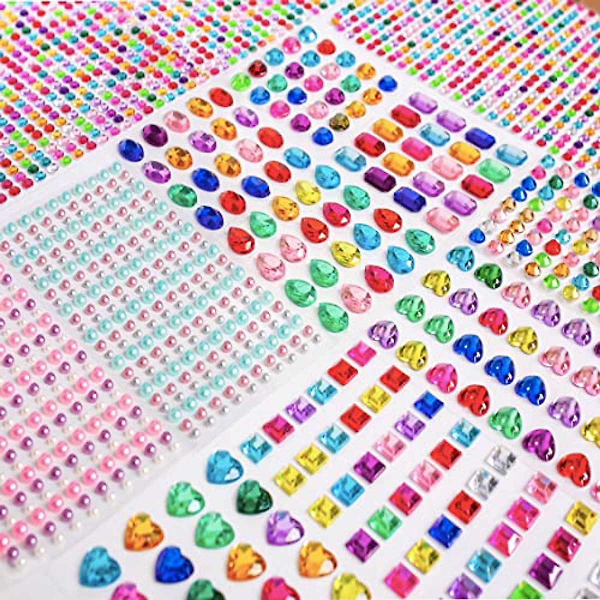2200+ Gem Stickers for Crafts | Glitter & Rhinestone Self-Adhesive Jewels