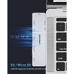 USB C Hub for MacBook, PowerExpand Direct 7-in-2 USB C Adapter Compatible with Thunderbolt 3 USB C Port, 100W Power Delivery, 4K HDMI, USB C and 2 USB A Data Ports, SD and microSD Card Reader