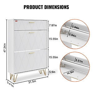 VEVOR Shoe Storage Cabinet for Entryway, 31.5" D x 9.4" W x 47.3" H, Wood